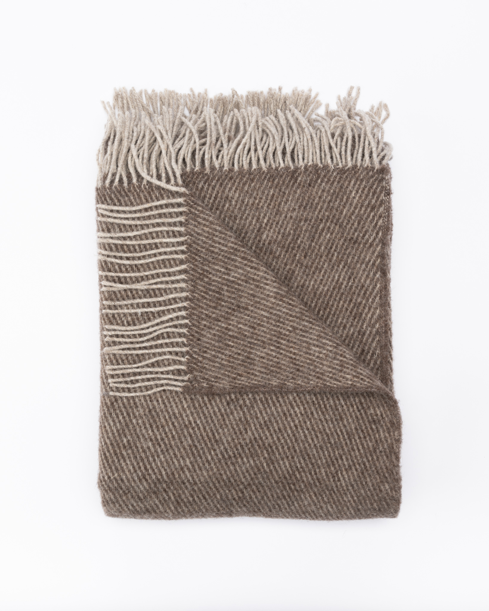 Naujosios Zelandijos avies vilnos pledas STRIPED DARK BROWN, WoolLando ...